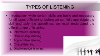Types Of Effective Listening | PPT