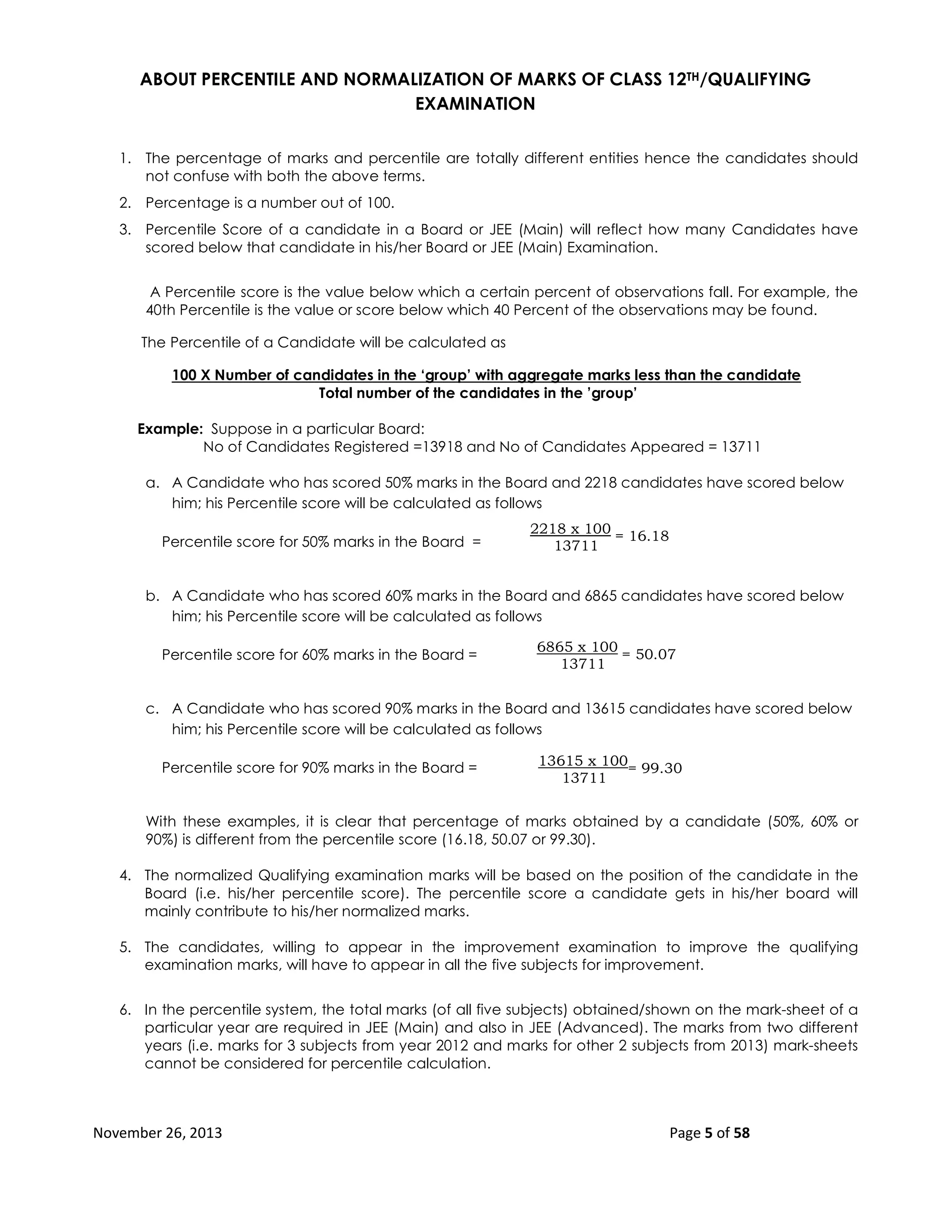 Jee main 2014 normalisation procedure | PDF