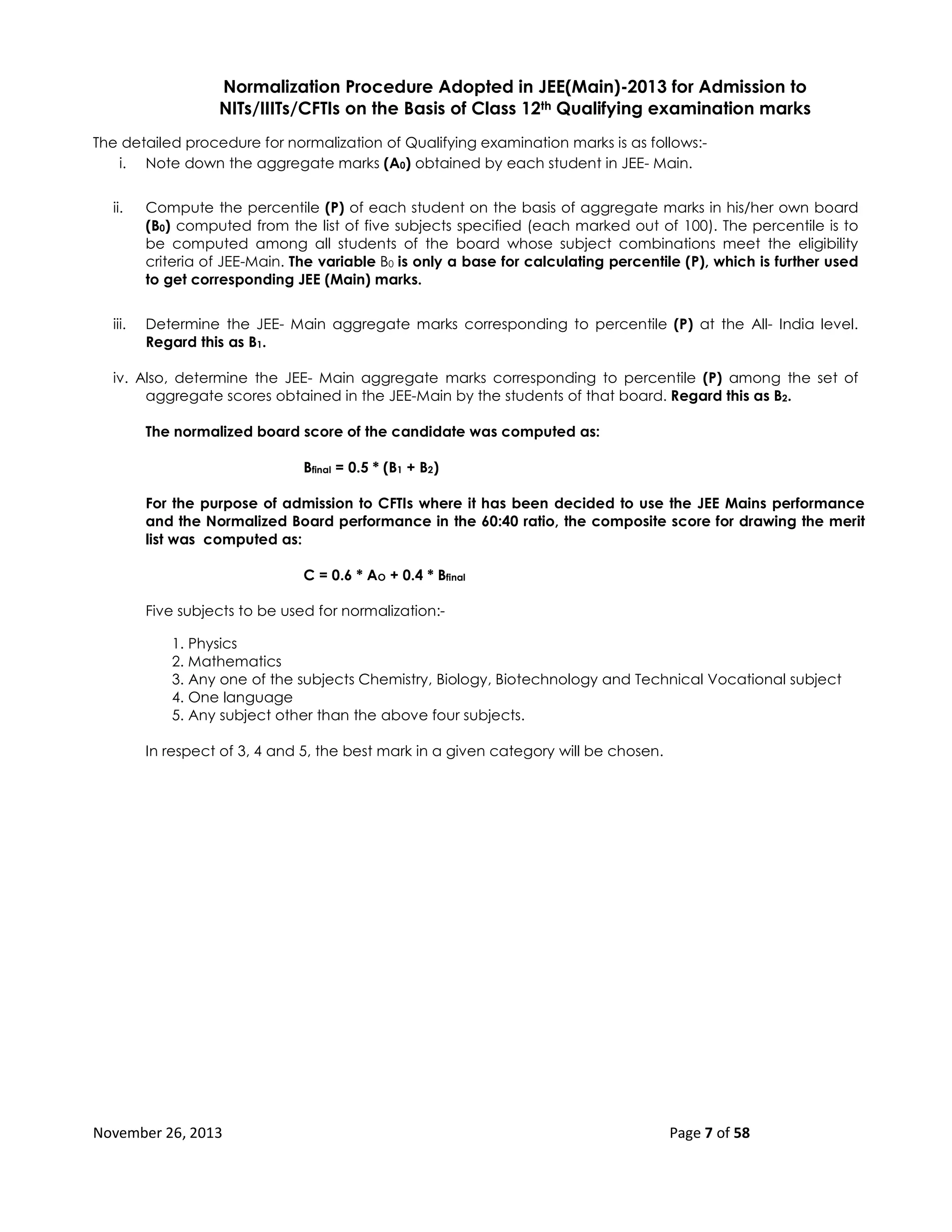 Jee main 2014 normalisation procedure | PDF