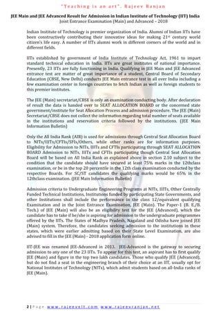 Jee main and jee advanced result for admission in indian institute of ...