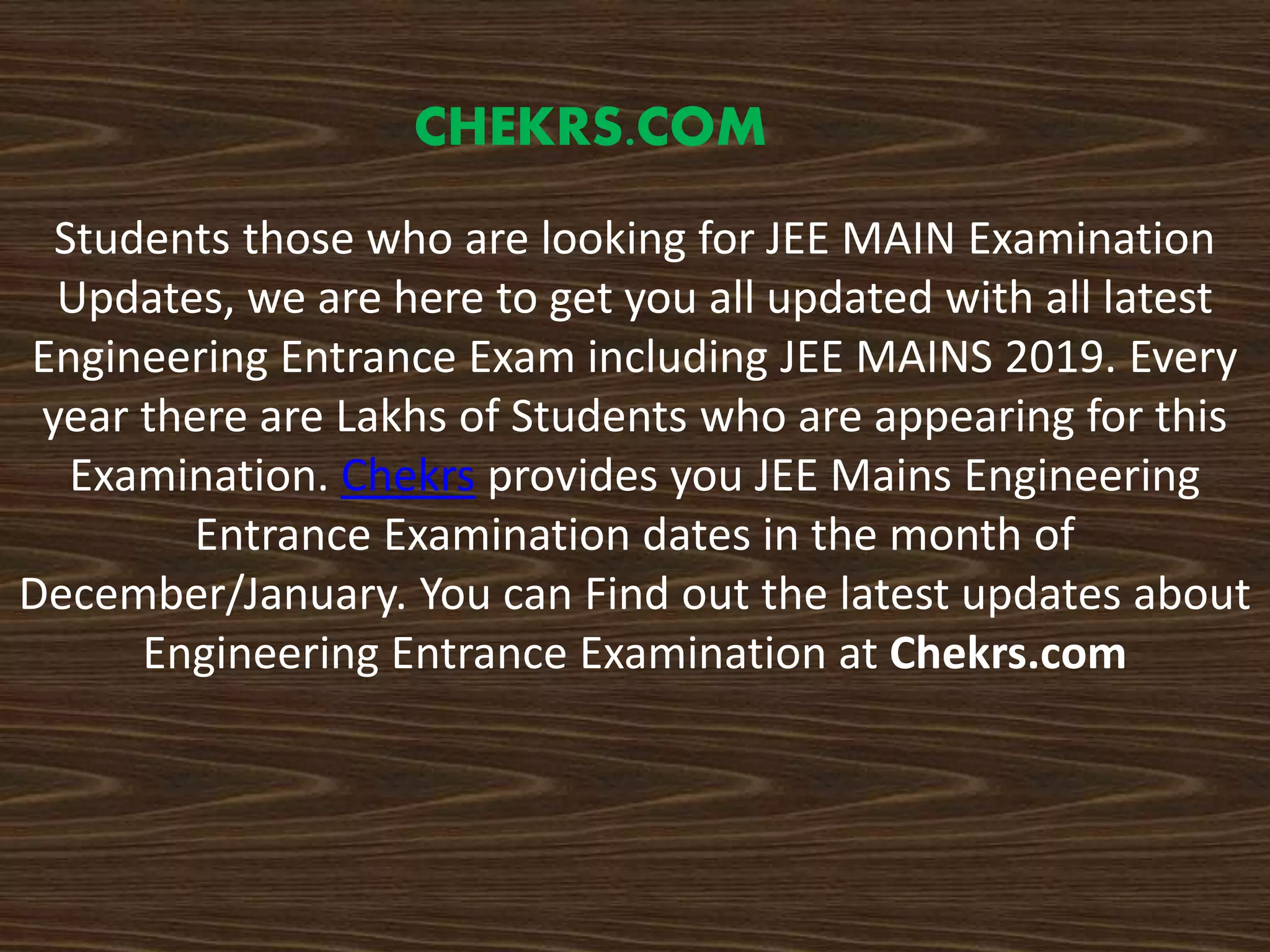 JEE Mains 2019 Notifications | PPT