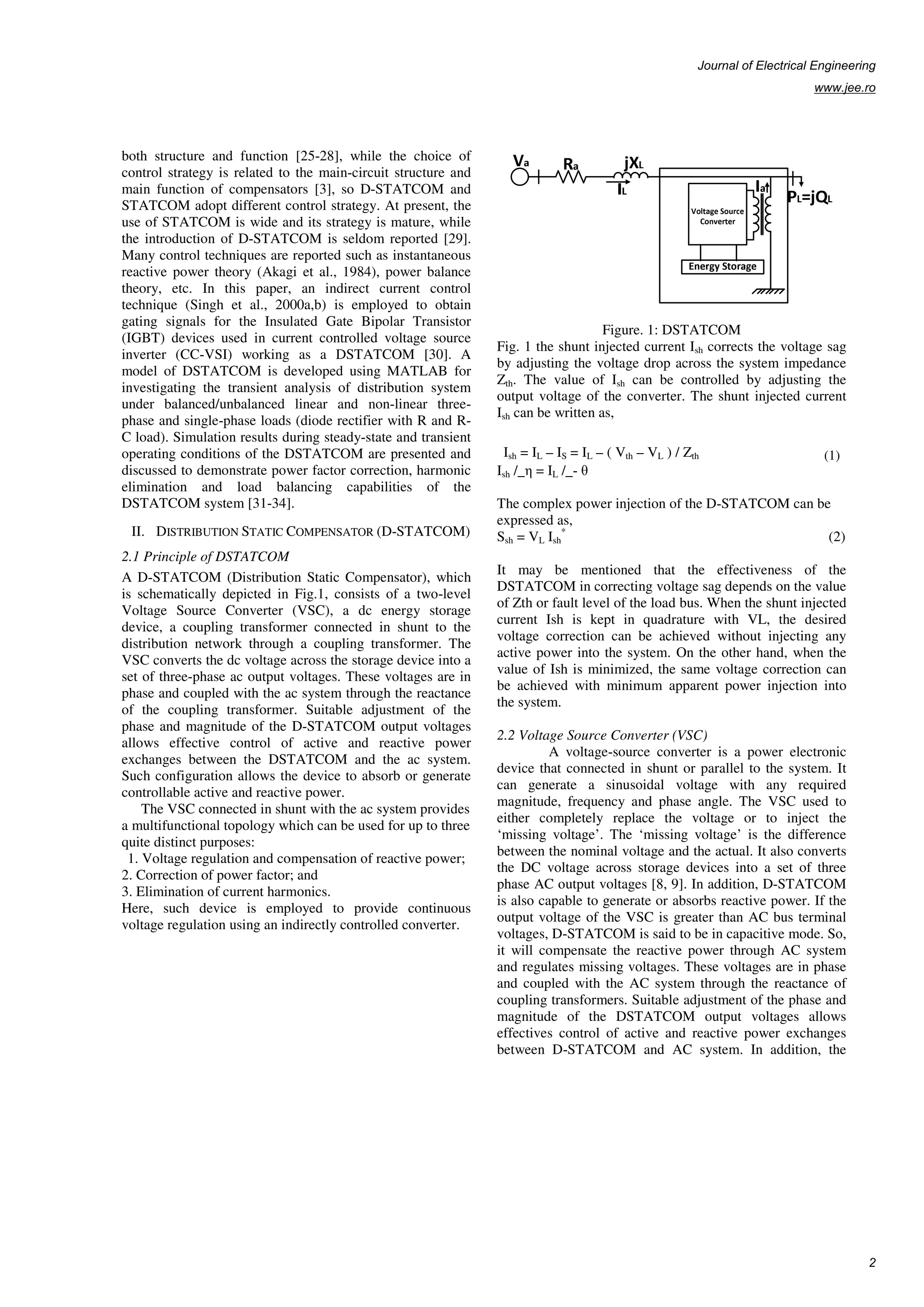 Design Modelling And Simulation Of Dstatcom For Distribution Lines For