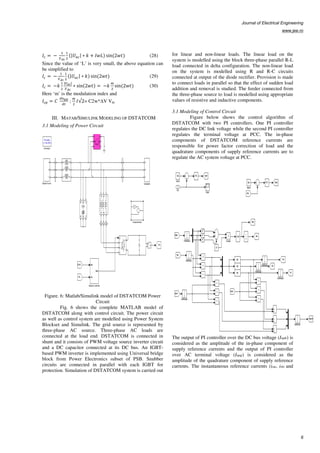 Design modelling and Simulation of DSTATCOM for distribution lines for power quality improvement ...
