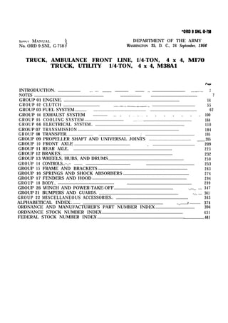 Jeep M38A1, M170 Ambulance. ORD 9 SNL G-758. | PDF