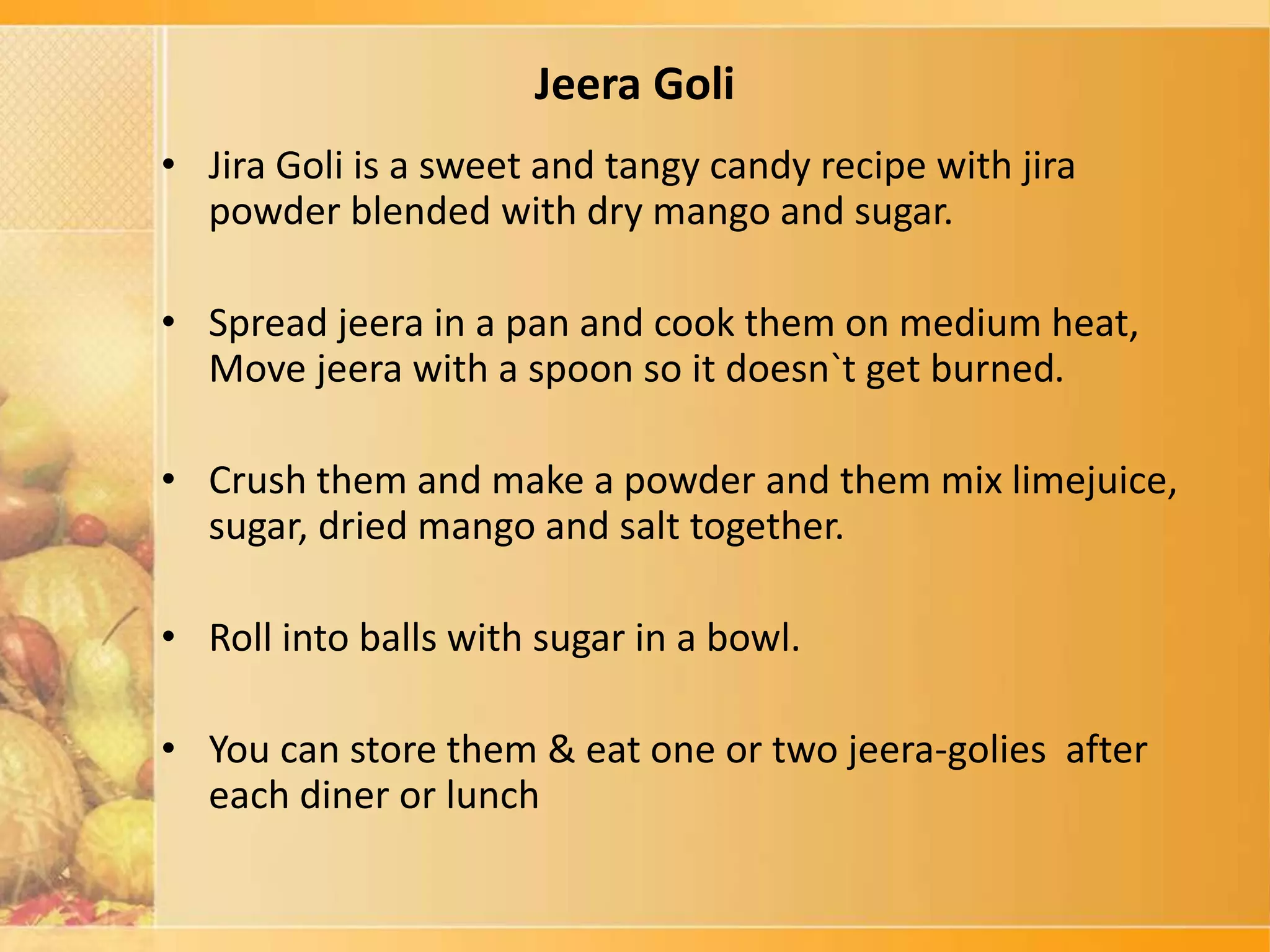 Jeera Recipes | PPTX