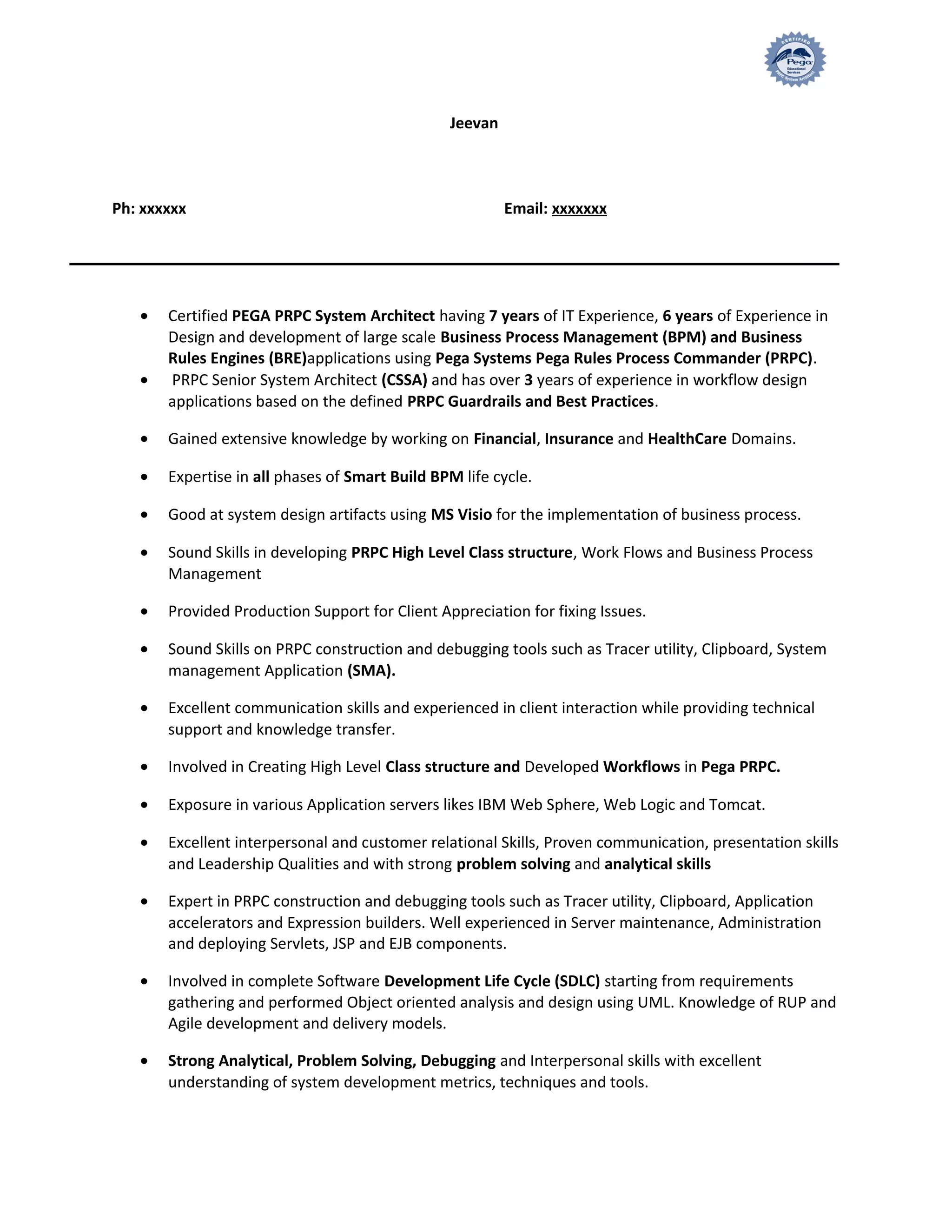 pega cssa sample Resume | DOC