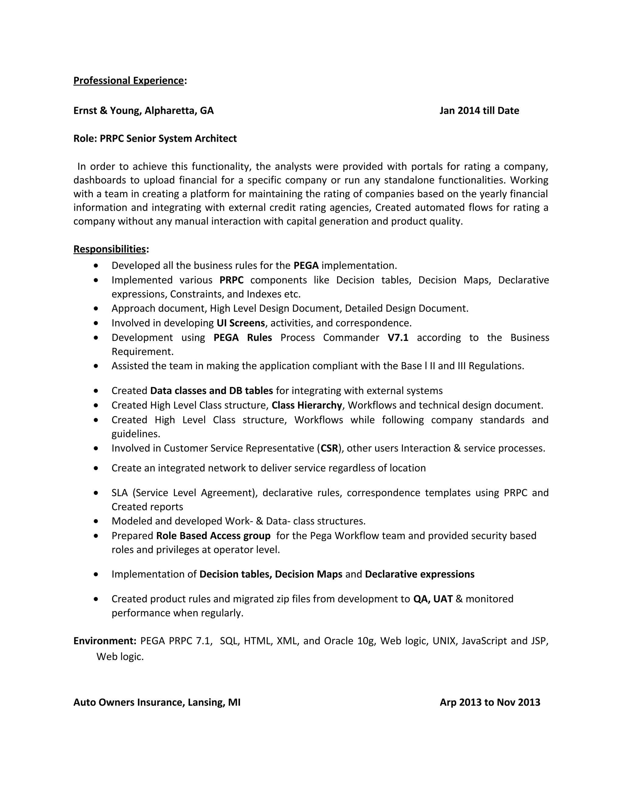 pega cssa sample Resume | DOC