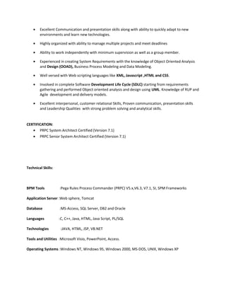 pega cssa sample Resume | DOC