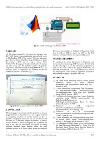 Jeevan rakshak patient monitoring system using matuino | PDF