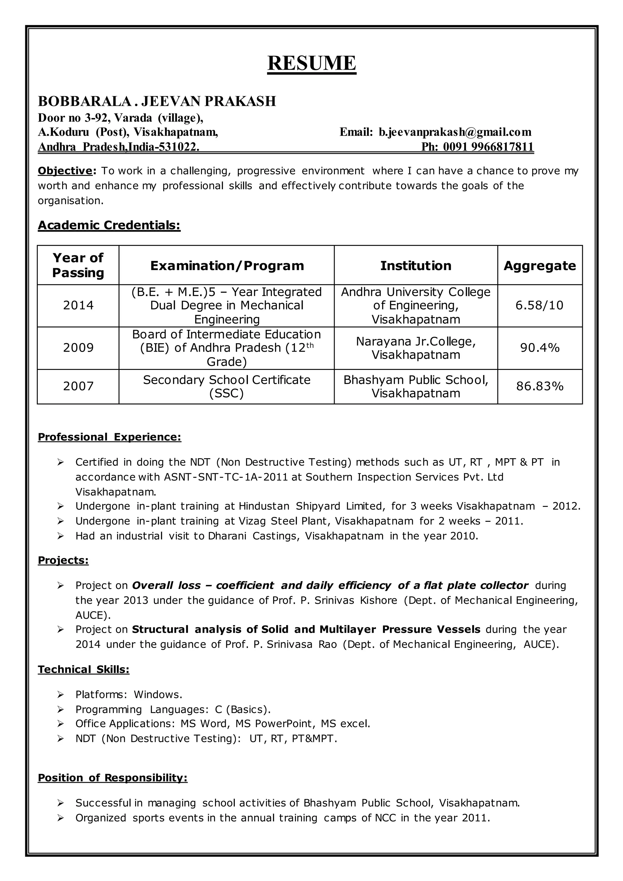 Jeevan resume | DOCX