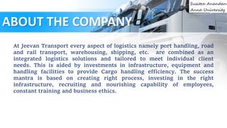 Logistics Transportation Department SUMMER ITERNSHIP REPORT | PPTX