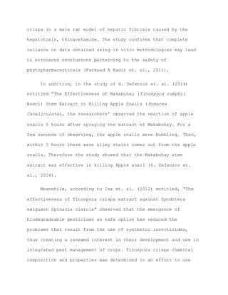 “EFFECTIVENESS OF MAKABUHAY (Tinospora rumphii Boerl) STEM EXTRACT IN ...