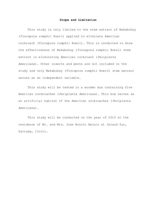 “EFFECTIVENESS OF MAKABUHAY (Tinospora rumphii Boerl) STEM EXTRACT IN ...