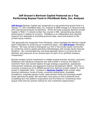 Jeff drazan bertram capital featured as a top performing buyout fund in ...
