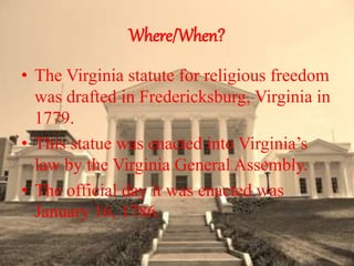 Jefferson's Statute for Religious Freedom | PPTX