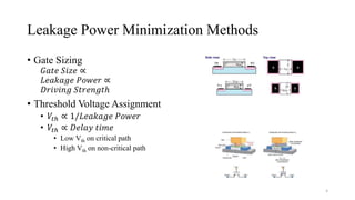 Leakage Power Minimization using SA-Based Gate Sizing and Threshold Voltage Assignment | PPTX