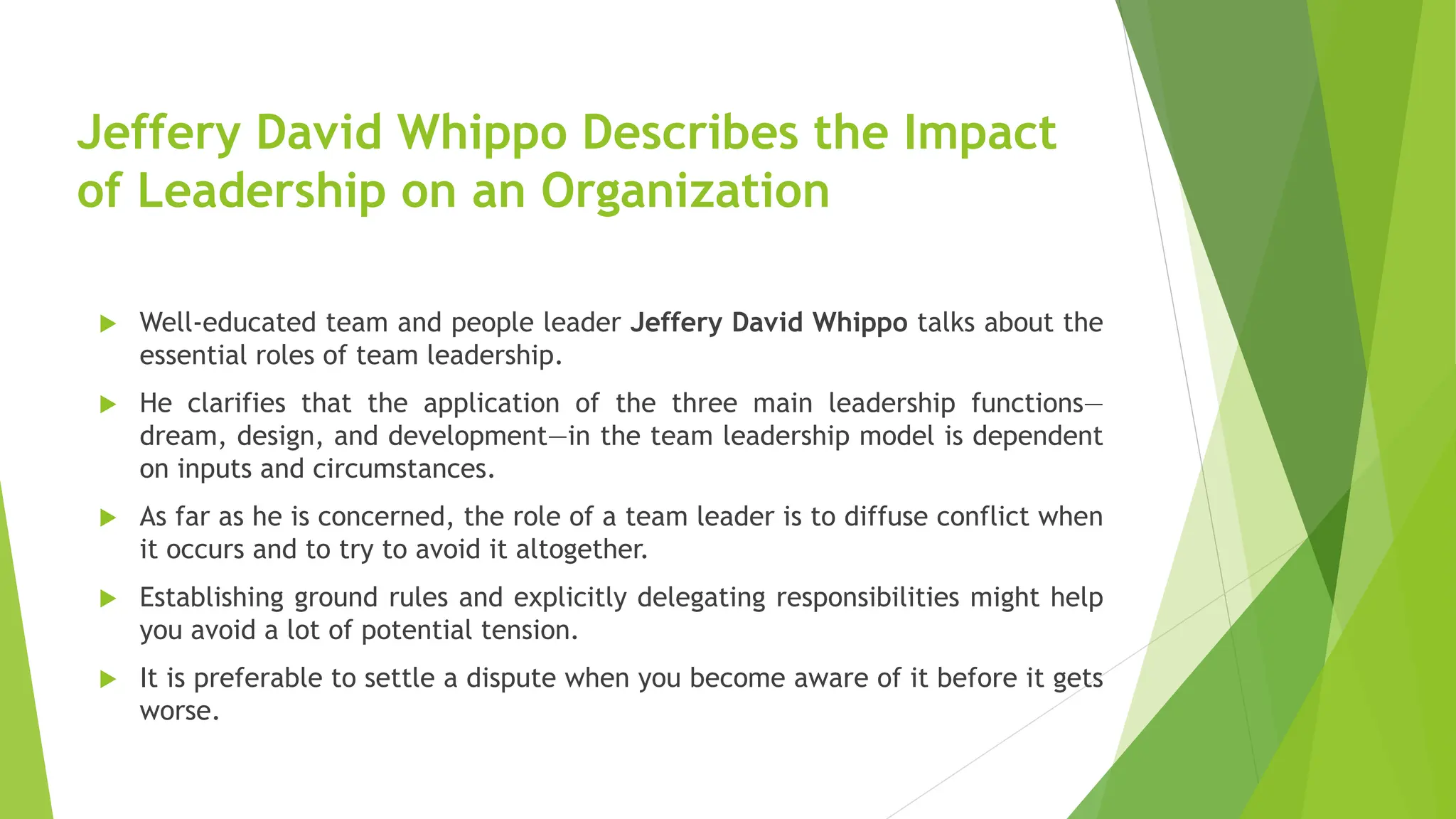 Jeffery David Whippo Talks About the Essential Roles in Team Leadership ...