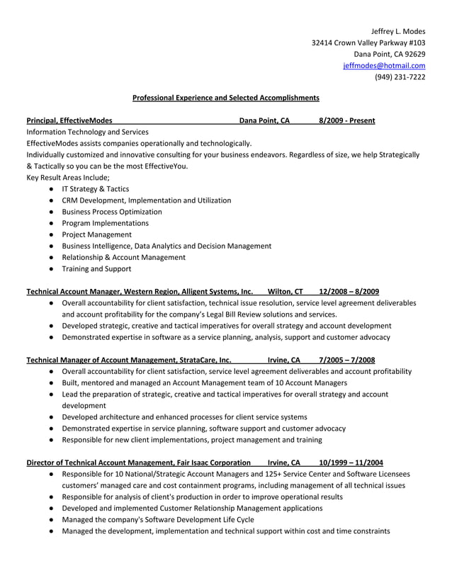 Jeff Modes Resume | PDF | Free Download