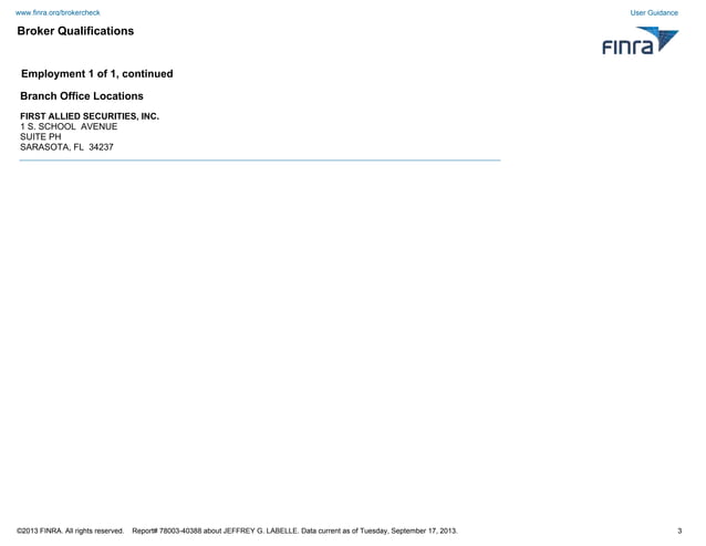 Jeffrey Guy Labelle - FINRA BrokerCheck Report | PPT | Free Download