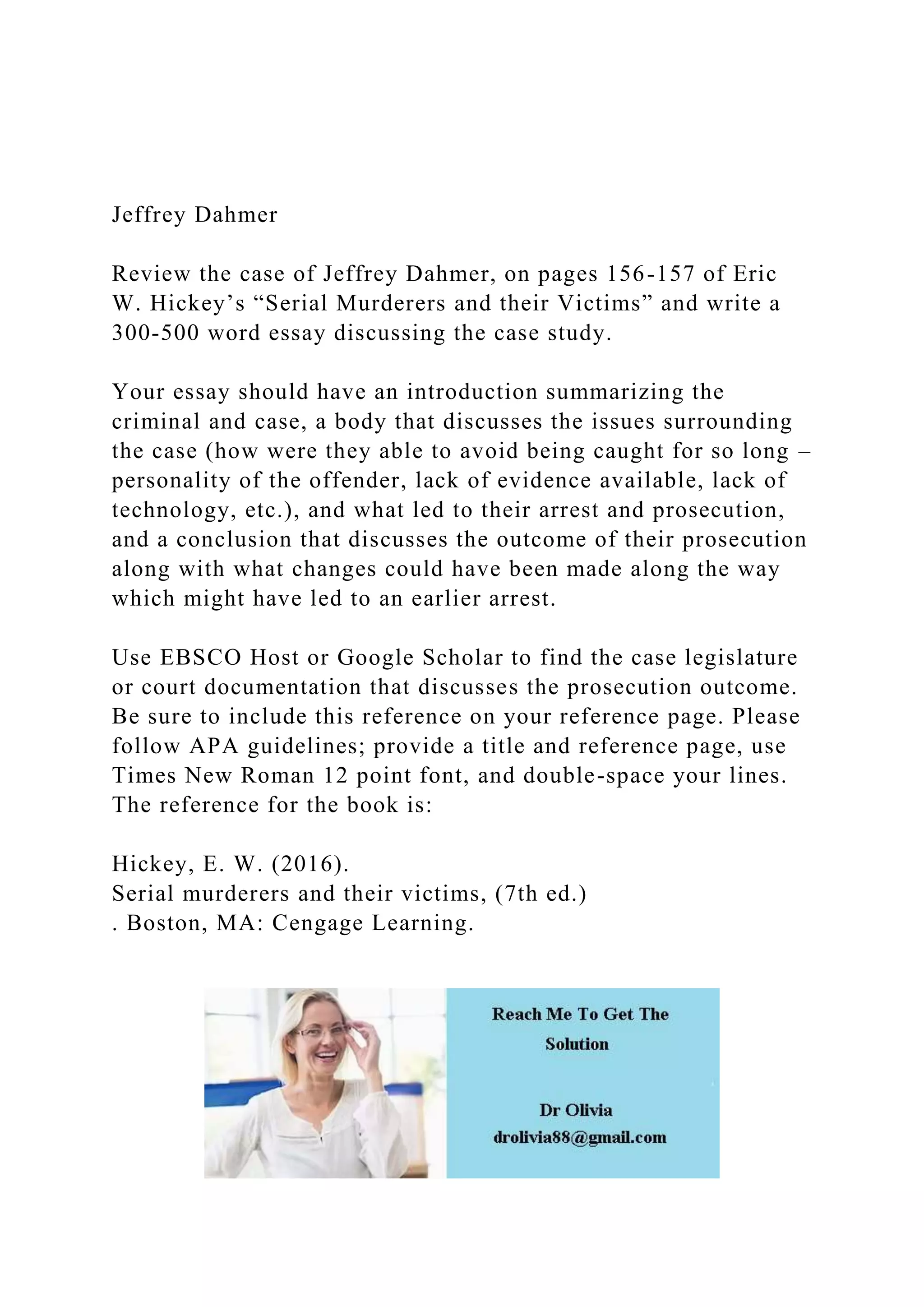 Jeffrey DahmerReview the case of Jeffrey Dahmer, on pages 15.docx