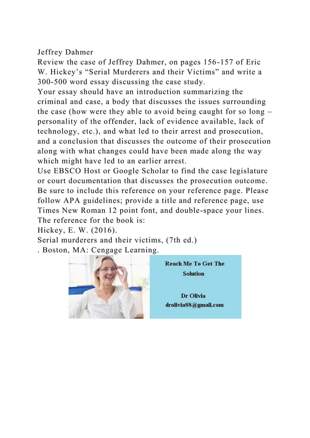Jeffrey DahmerReview the case of Jeffrey Dahmer, on pages 156-157 .docx