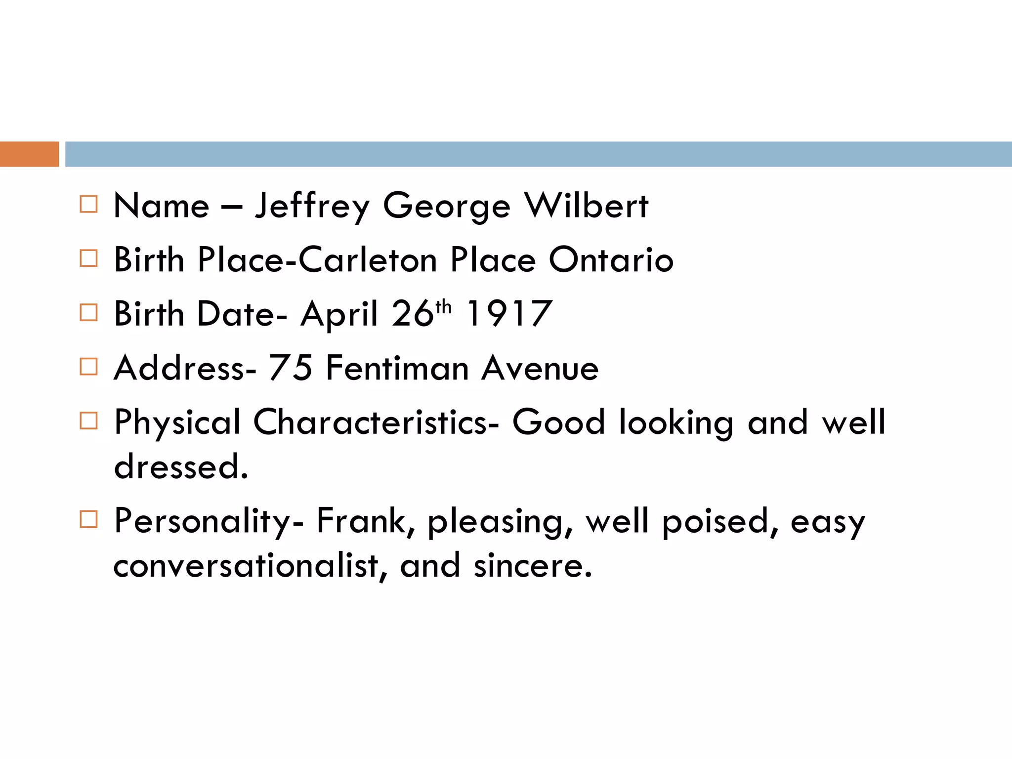 Jeffrey George Wilbert | PPT