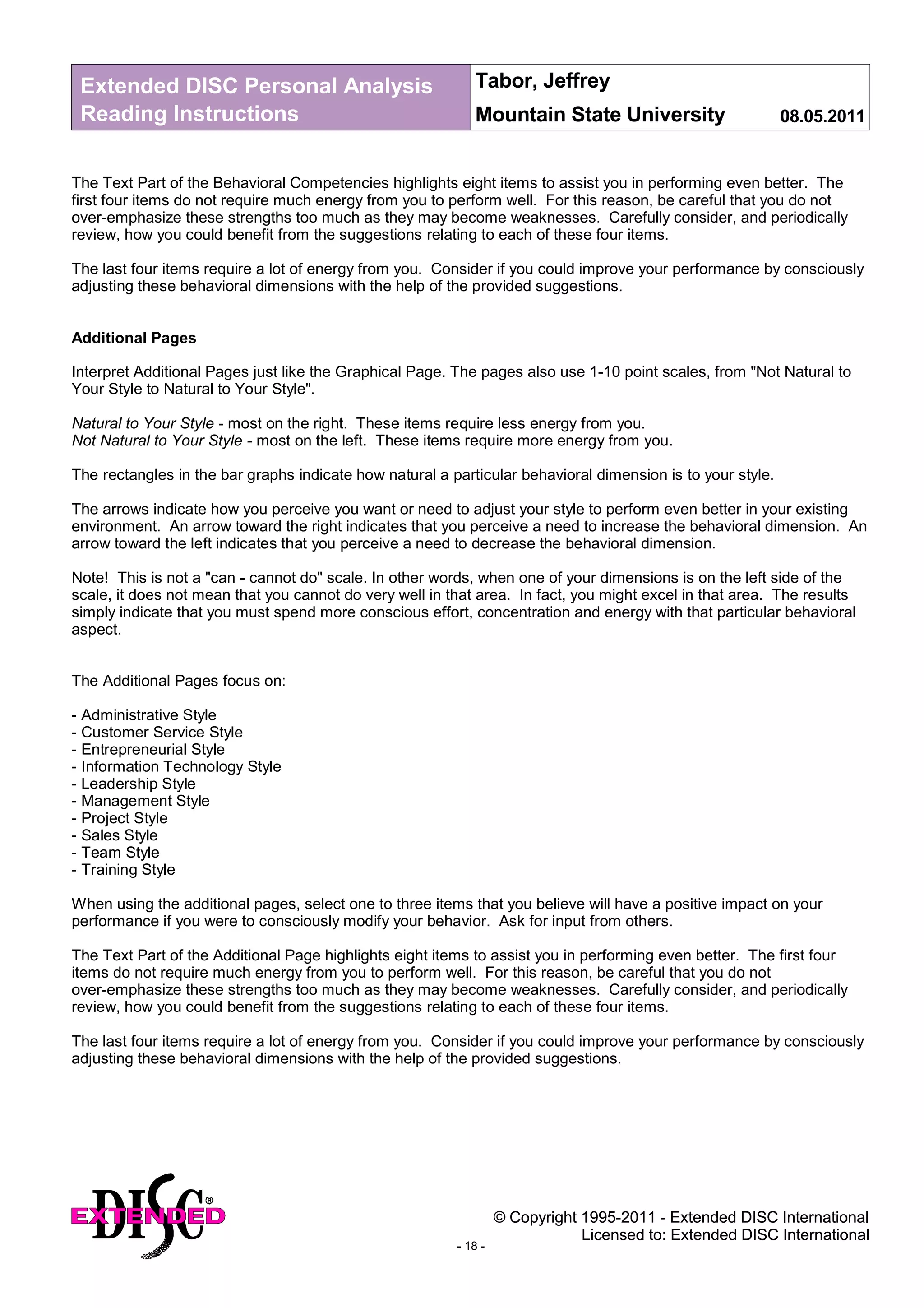 Jeffrey Tabor Disc Assessment | PDF | Resume Writing and Advice | Job ...