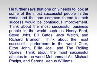 Jeff stauring illustrates the benefits of continuous improvement | PPT