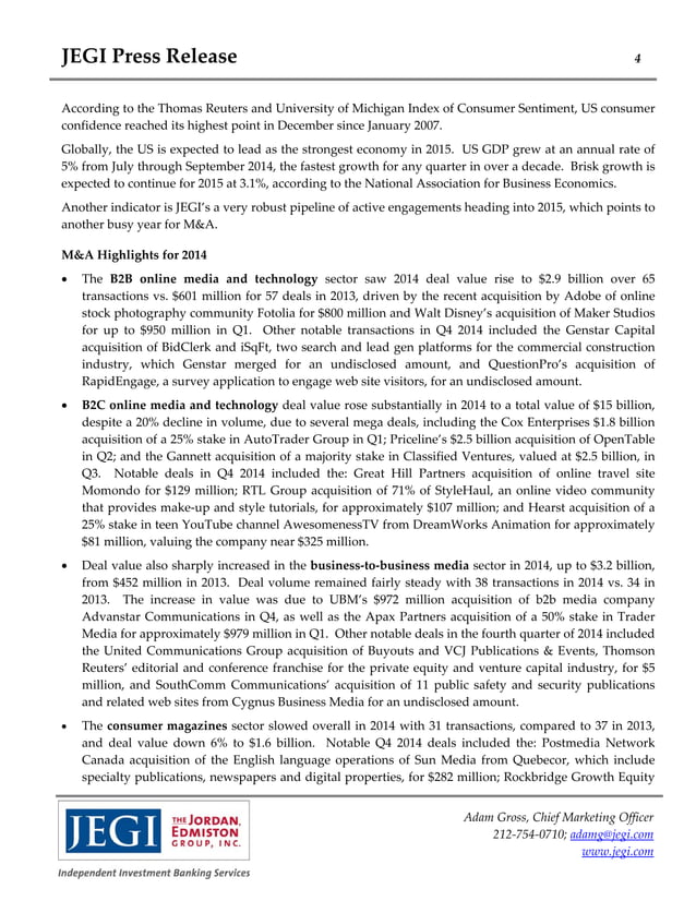 JEGI 2014 M&A Overview | PDF