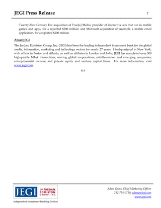 JEGI 2014 M&A Overview | PDF