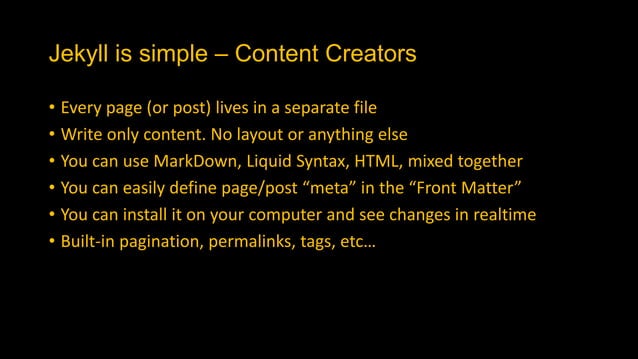 Jekyll, static websites generator | PPT