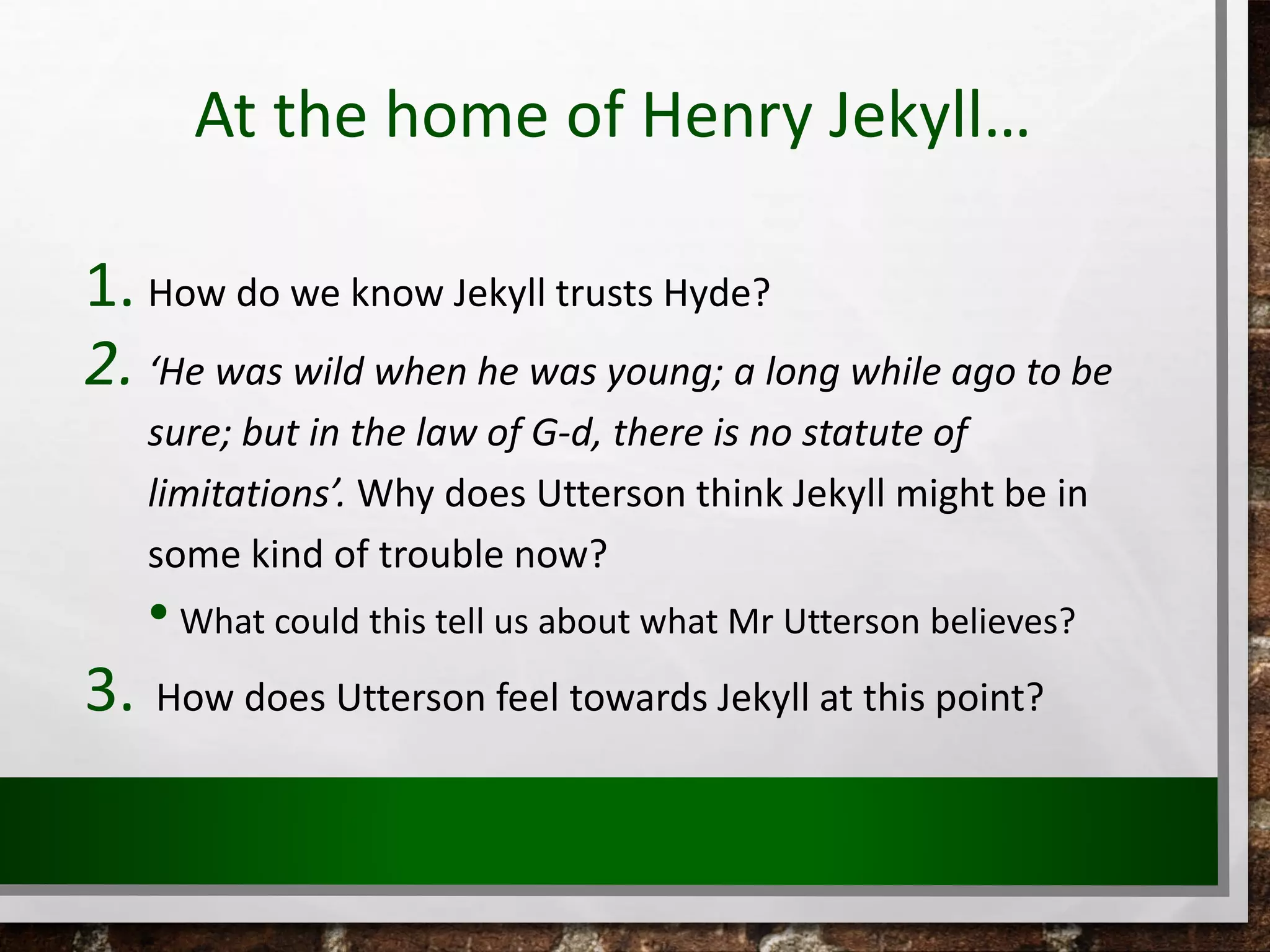 Jekyll and Hyde [Whole Text] Analysis | PPT