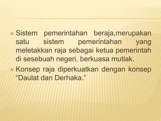 Jelaskan konsep dan peranan raja melayu sebelum th 1874 | PPTX