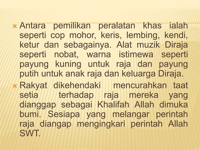Jelaskan konsep dan peranan raja melayu sebelum th 1874 | PPTX