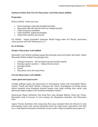 Ciri-ciri masyarakat Arab zaman jahiliyah | PDF
