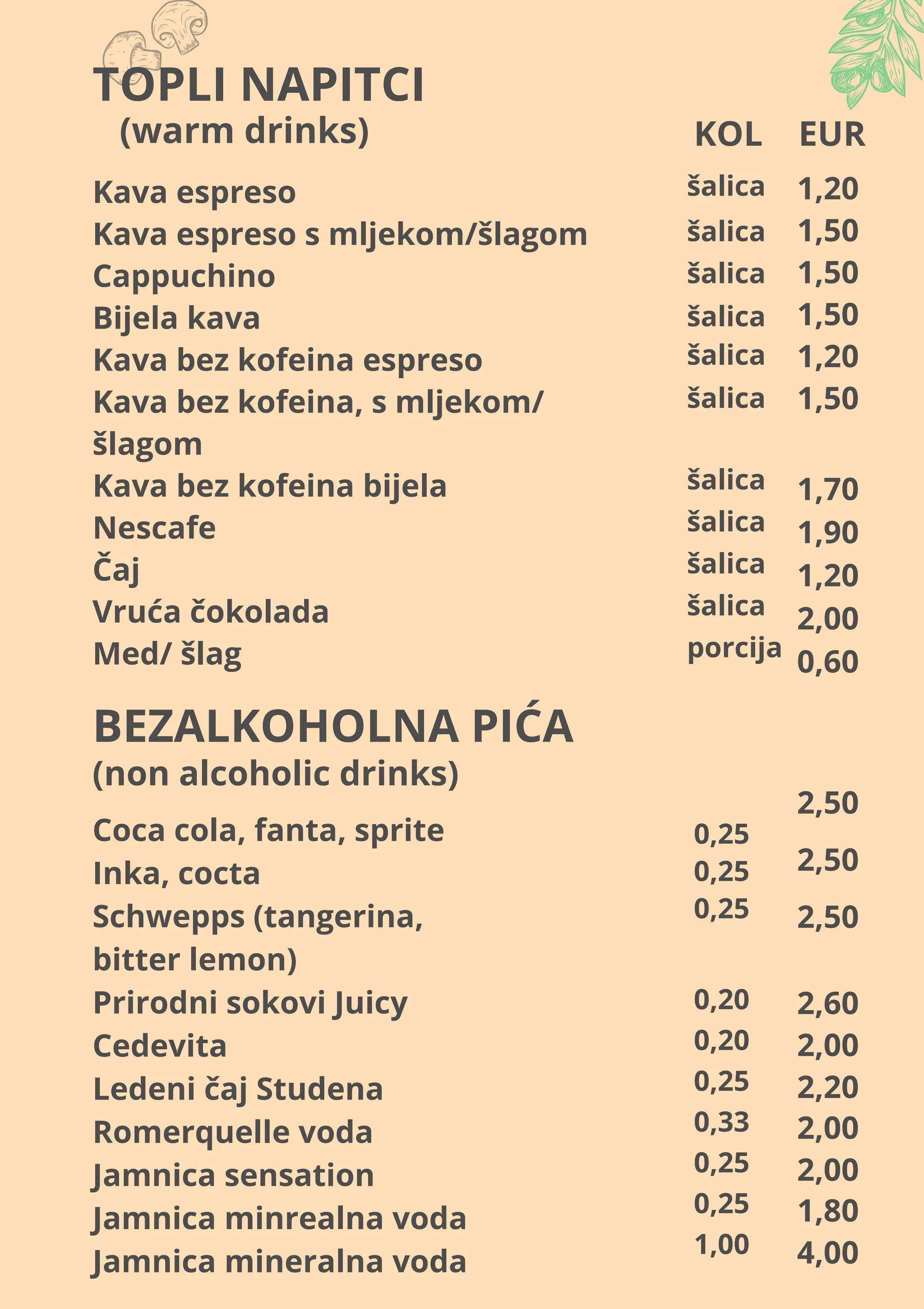 Jelovnik Bistro Pivnica Pivnica 2024 godina | PDF