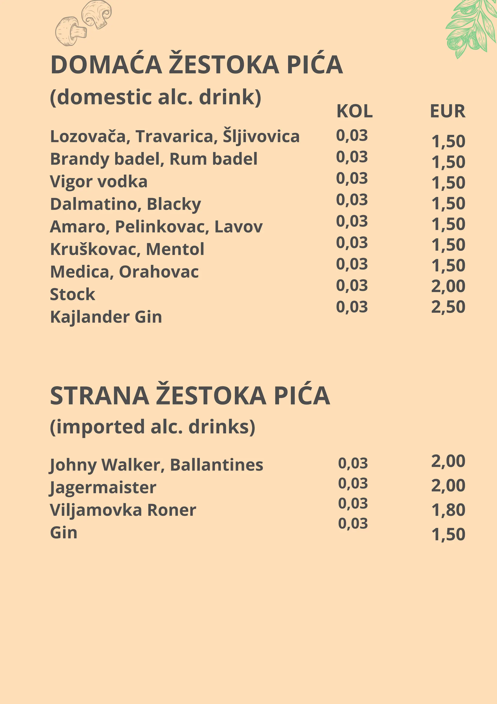 Jelovnik Bistro Pivnica Pivnica 2024 godina | PDF