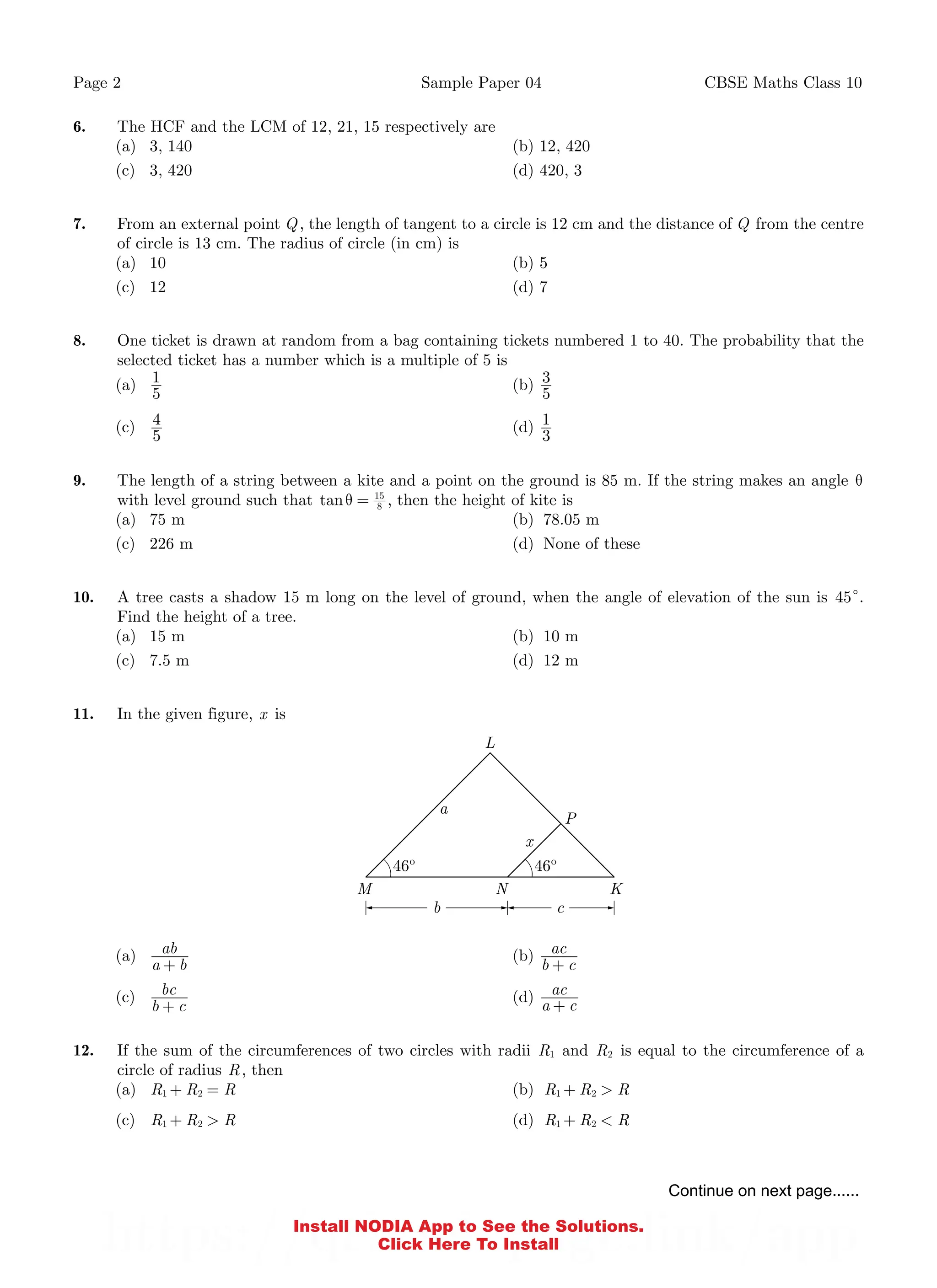 class 10 cbse math sample paper standart paper | PDF