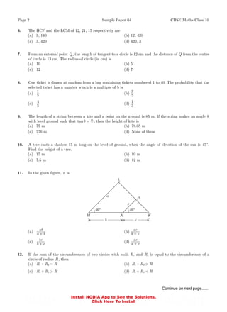 class 10 cbse math sample paper standart paper | PDF