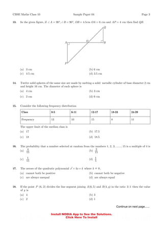 class 10 cbse math sample paper standart paper | PDF