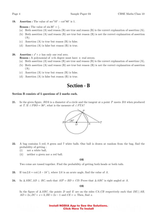 class 10 cbse math sample paper standart paper | PDF