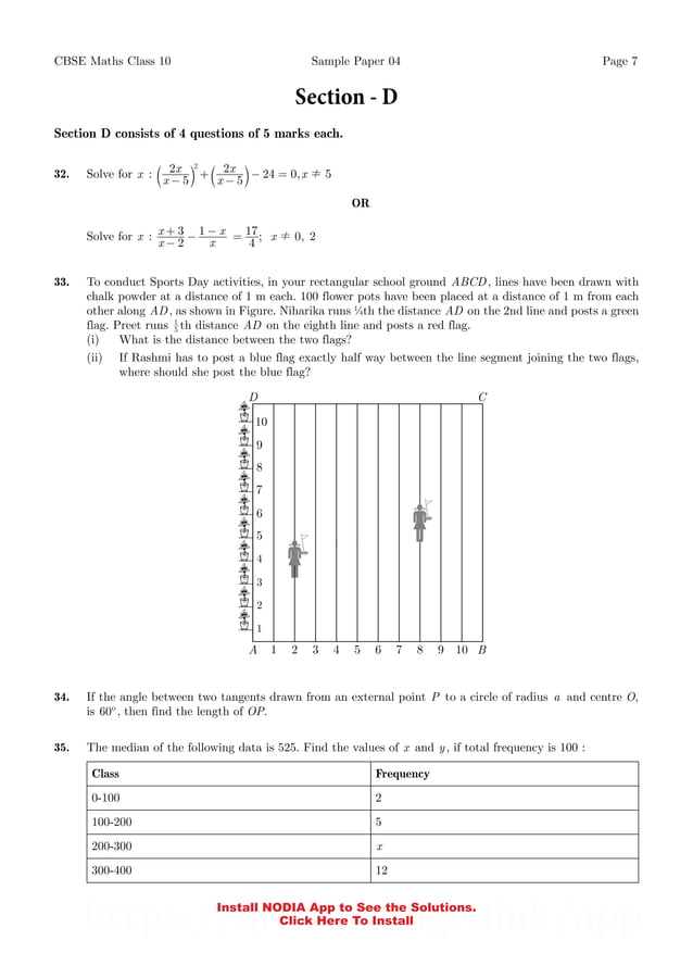 class 10 cbse math sample paper standart paper | PDF