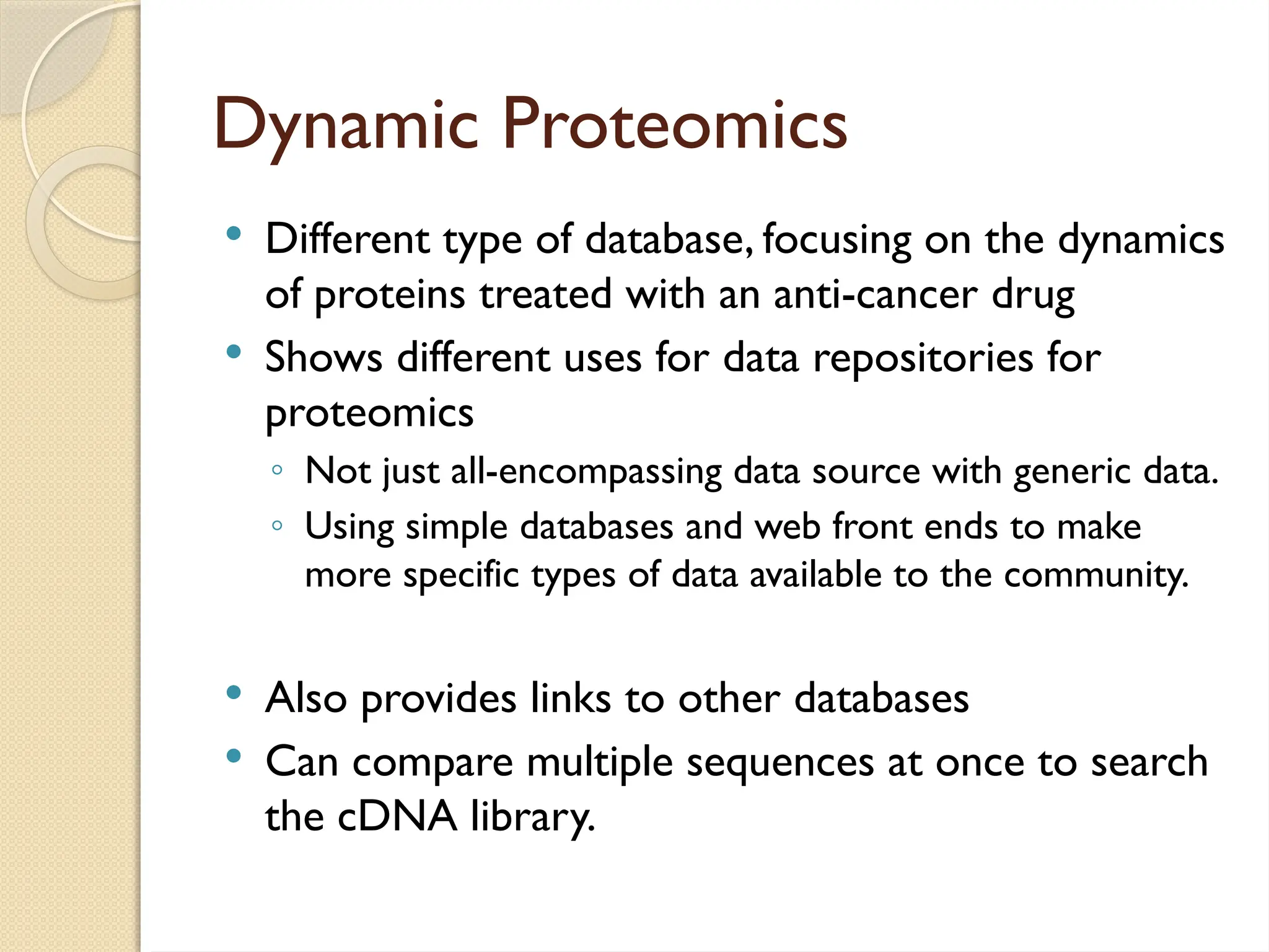 Proteomics database and the databases used in Bioinformatics | PPTX