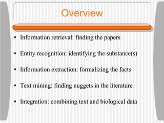 Literature Mining and Systems Biology | PPT