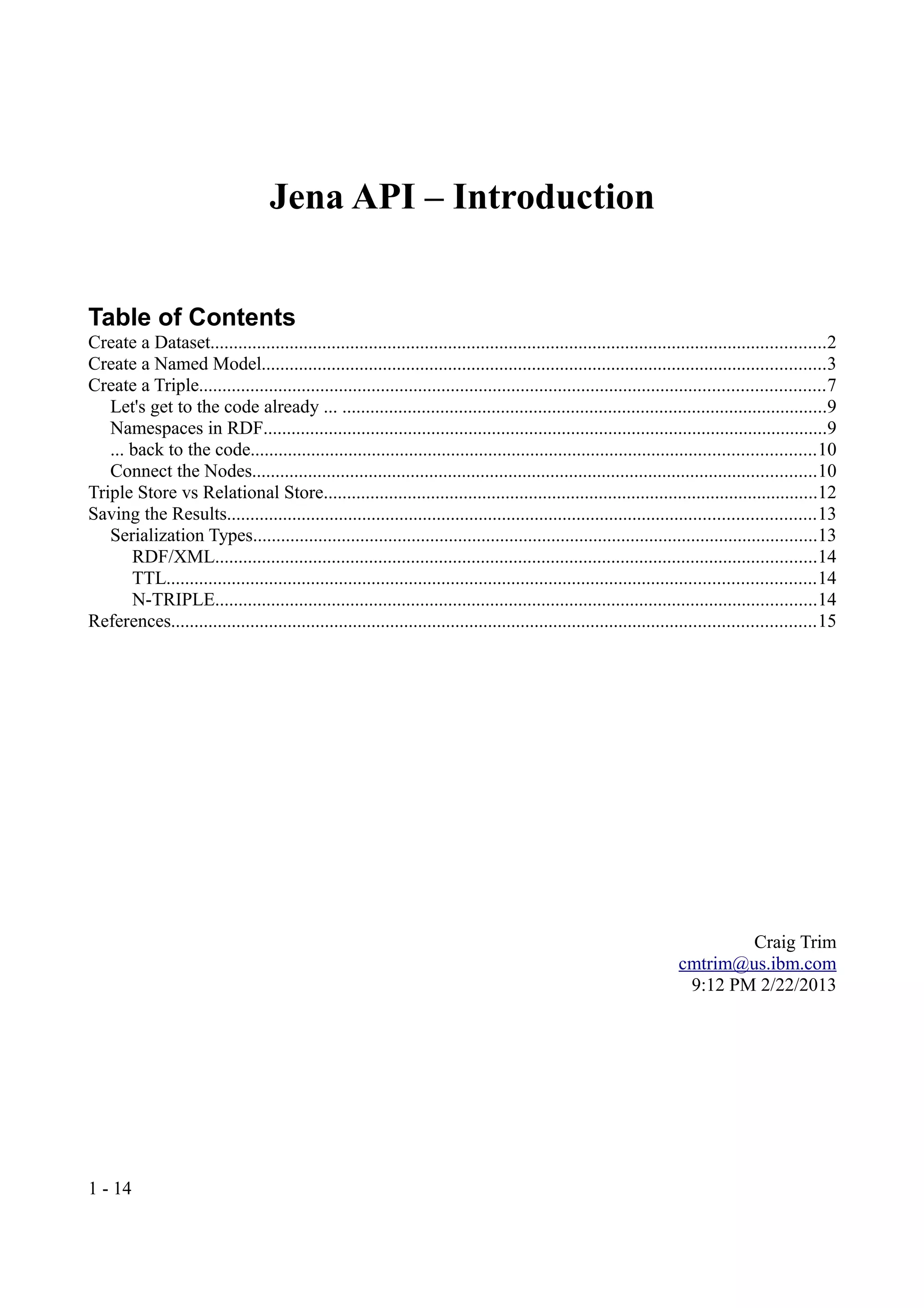 An Introduction to the Jena API | PDF