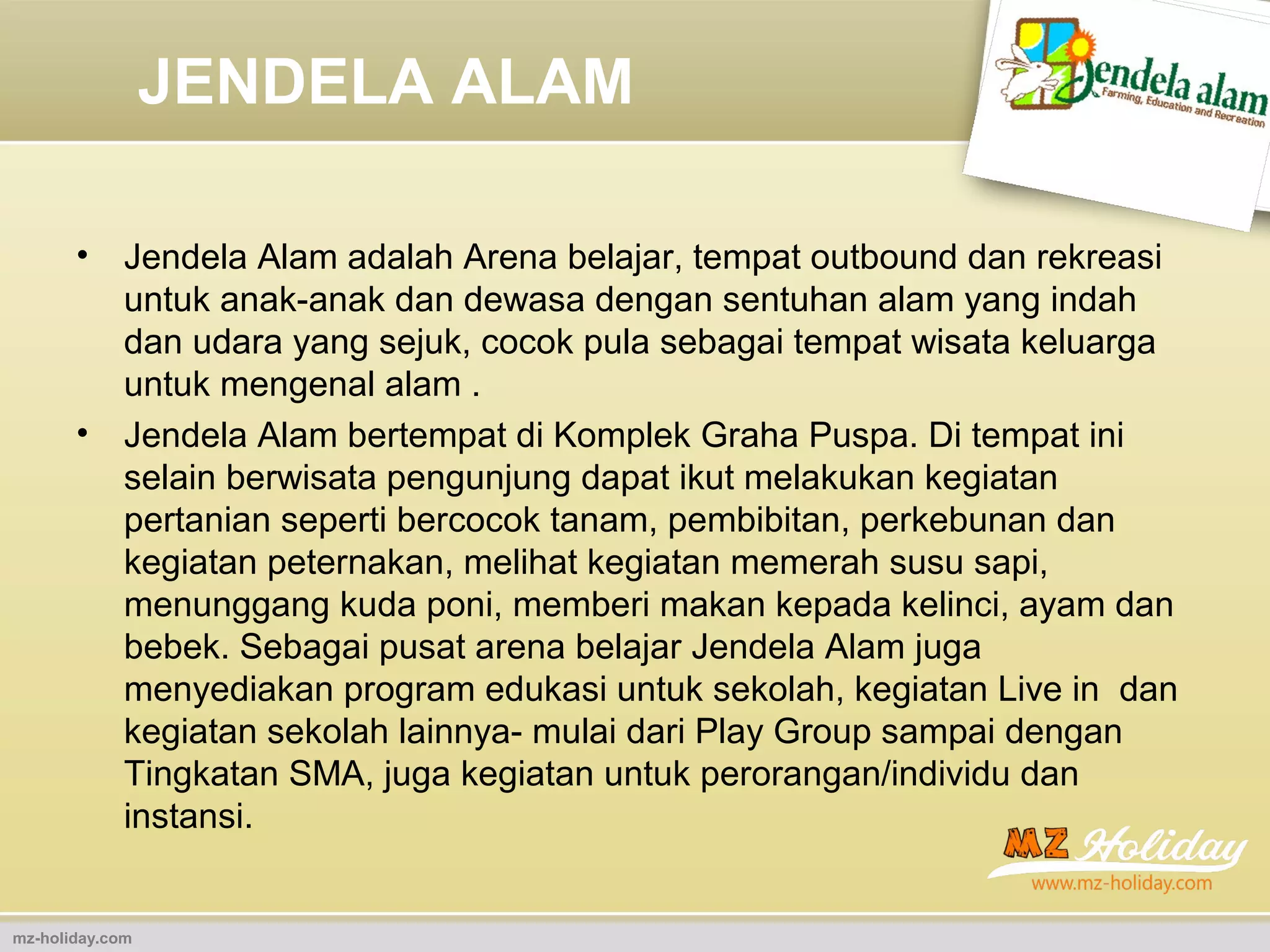 RUNDOWN JENDELA ALAM BANDUNG | PPT