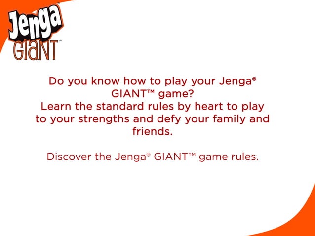 How to play your Jenga® GIANT™ with the standard rules | PPT