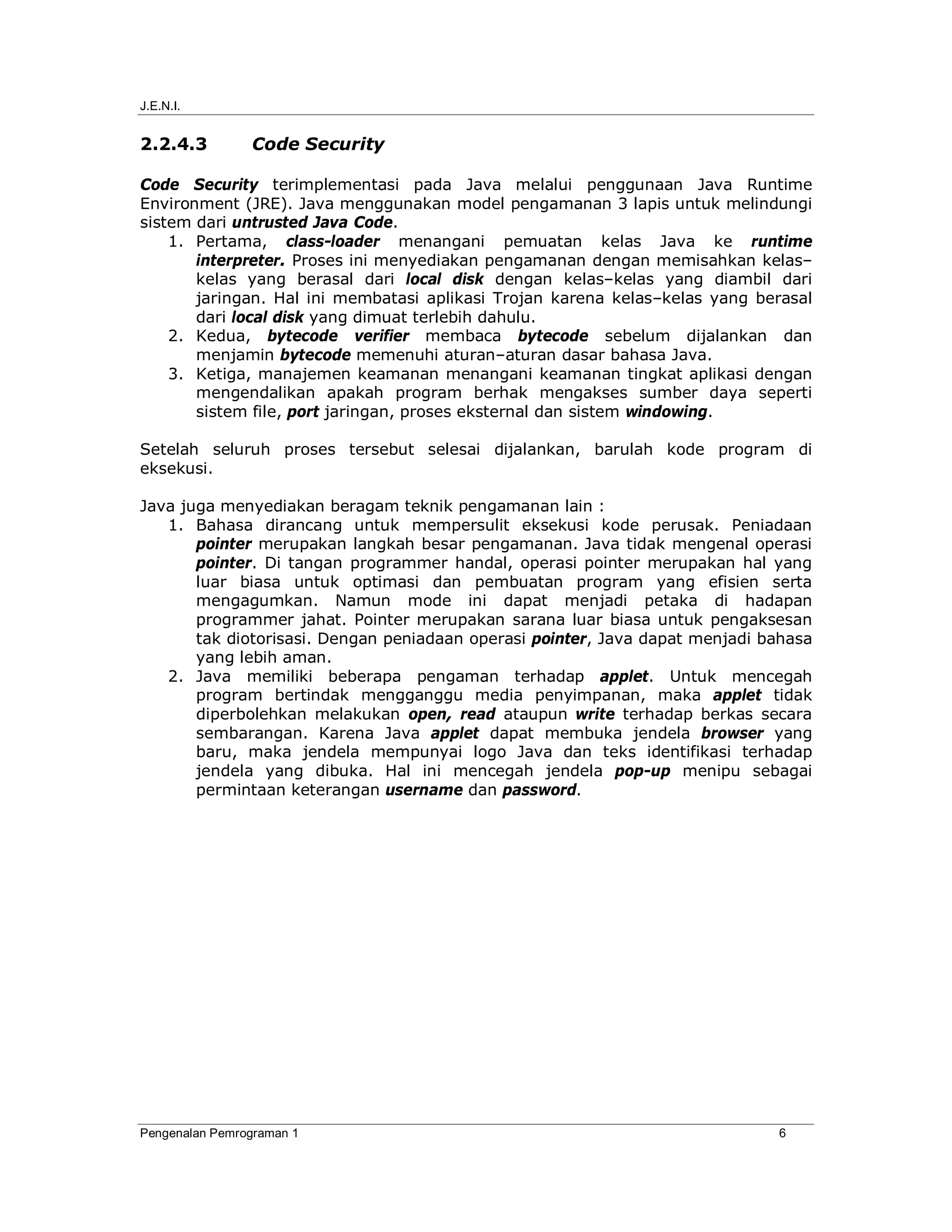 Jeni Intro1 Bab02 Pengenalan Bahasa Java | PDF