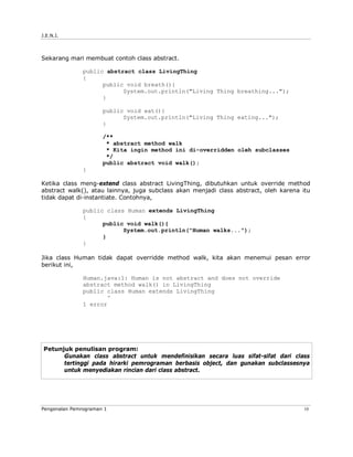 Jeni intro1-bab11-pewarisan, polimorfisme, dan interface | PDF