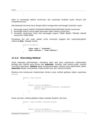 Jeni intro1-bab11-pewarisan, polimorfisme, dan interface | PDF